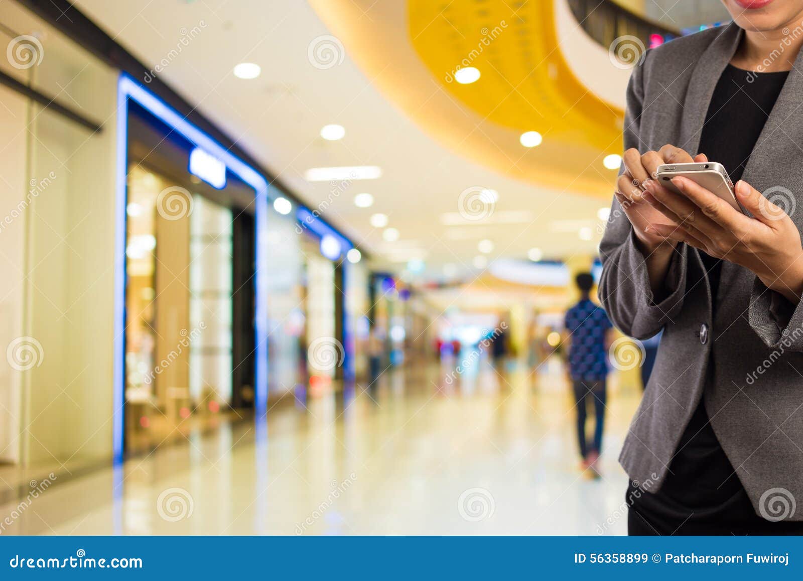 Women in Shopping Mall Using Mobile Phone. Stock Image - Image of girl ...