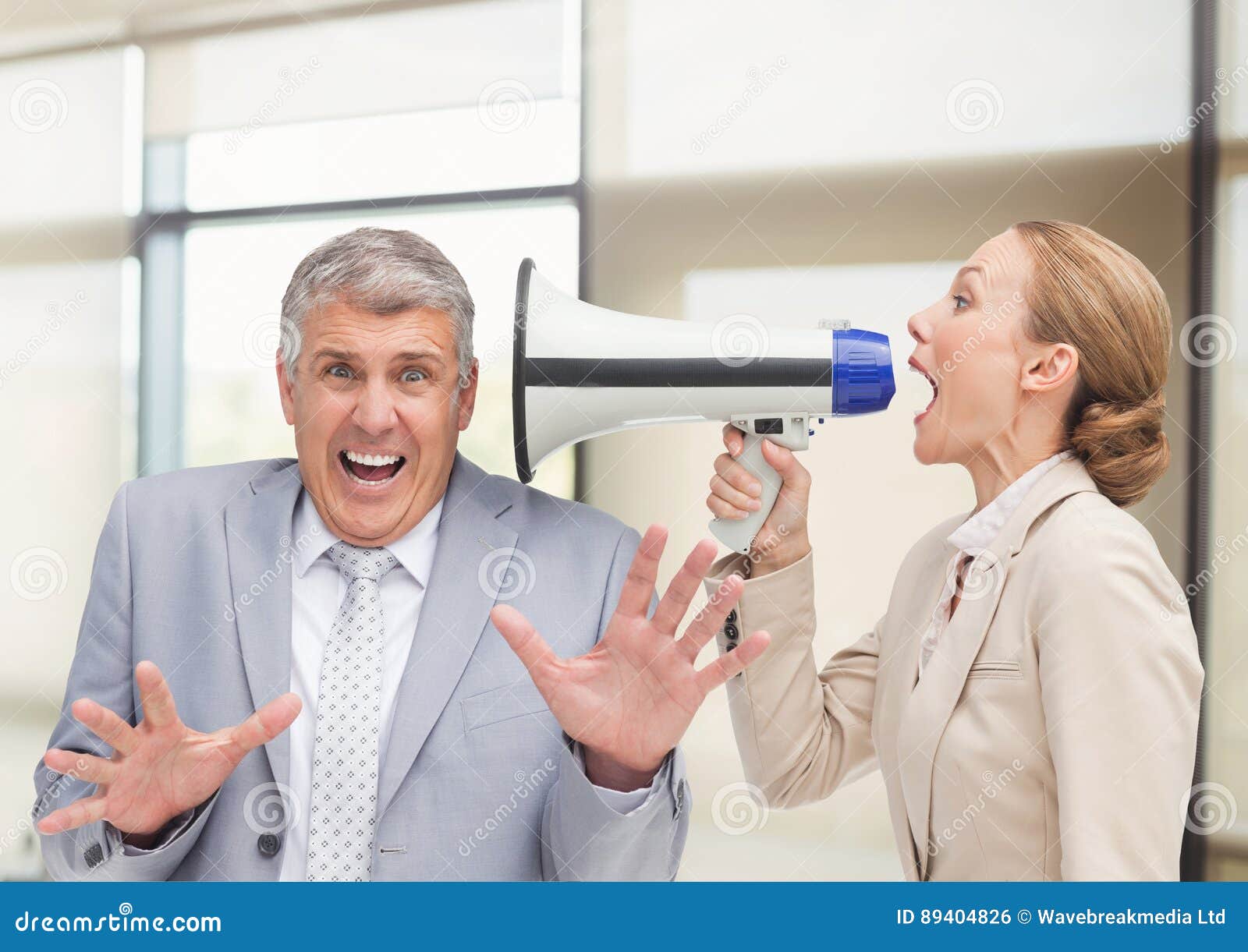 Women Shouting at Stressed Businessman in Office Stock Photo - Image of ...