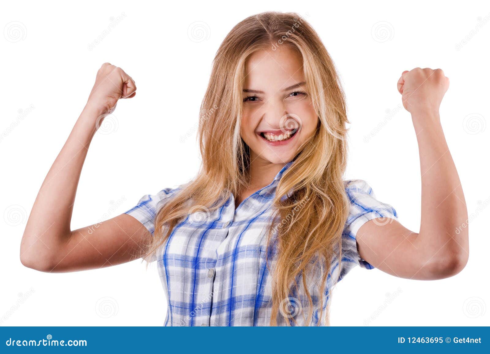 Women Shows Her Success By Raising Hands Royalty Free Stock Photo ...