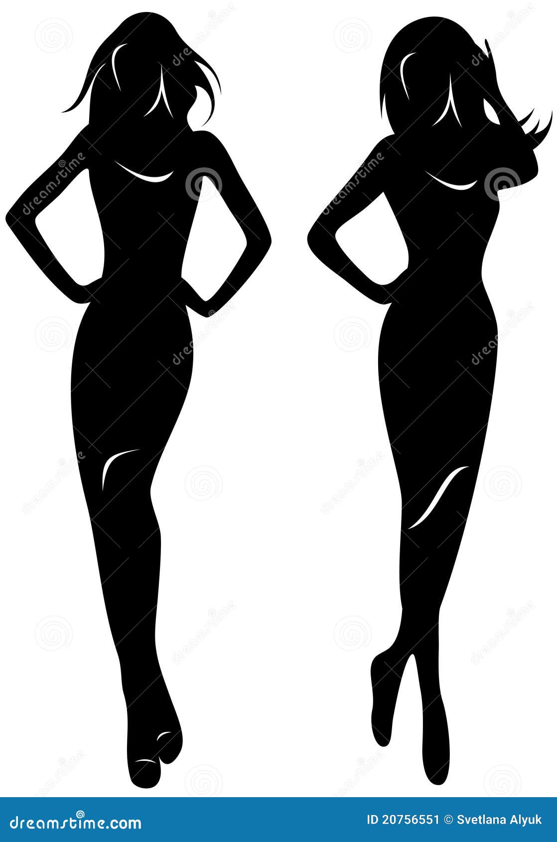 Women silhouettes vector stock vector. Illustration of long - 20756551