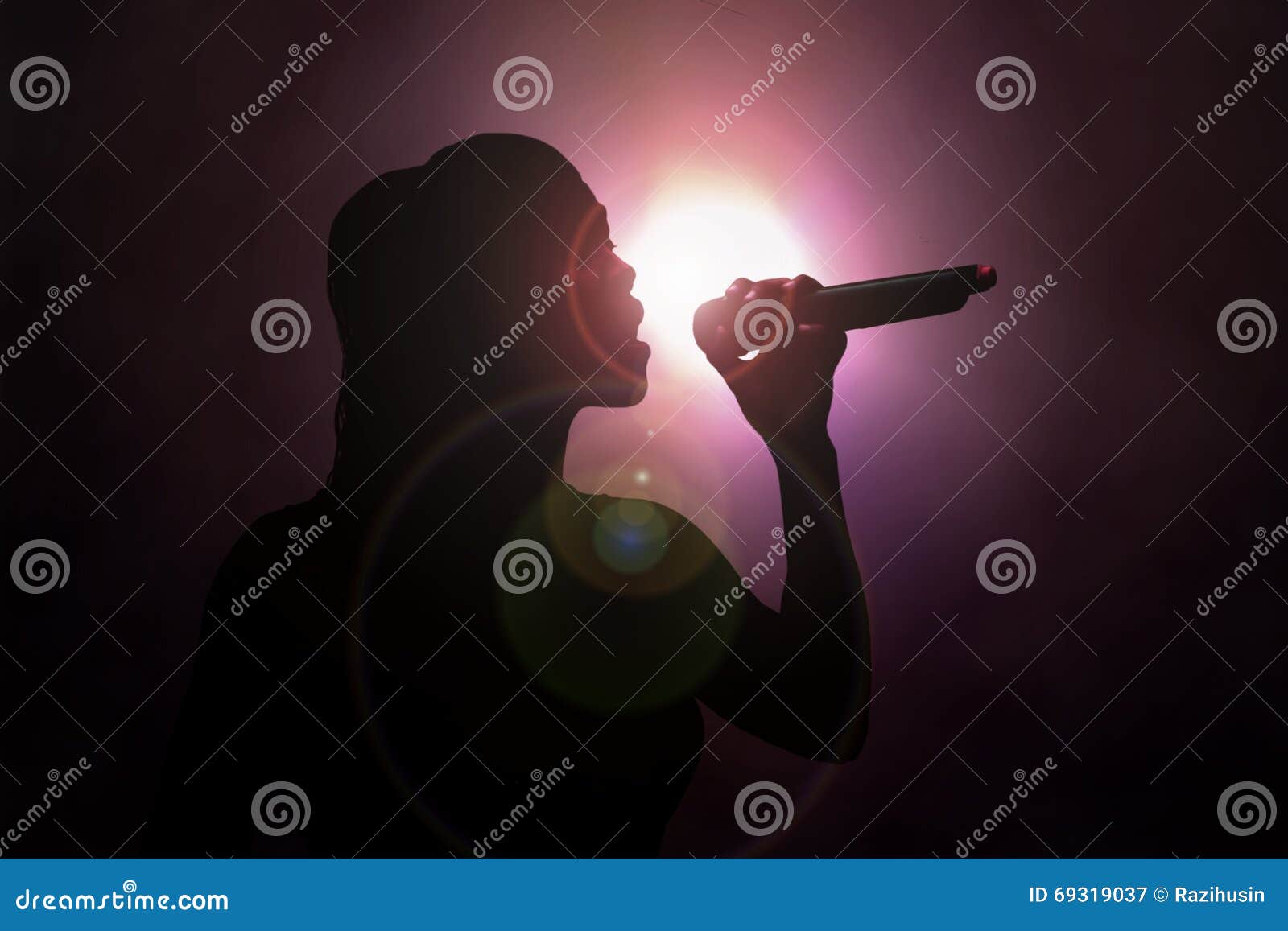 Women Singing Under Spotlight Stock Image - Image of karaoke ...