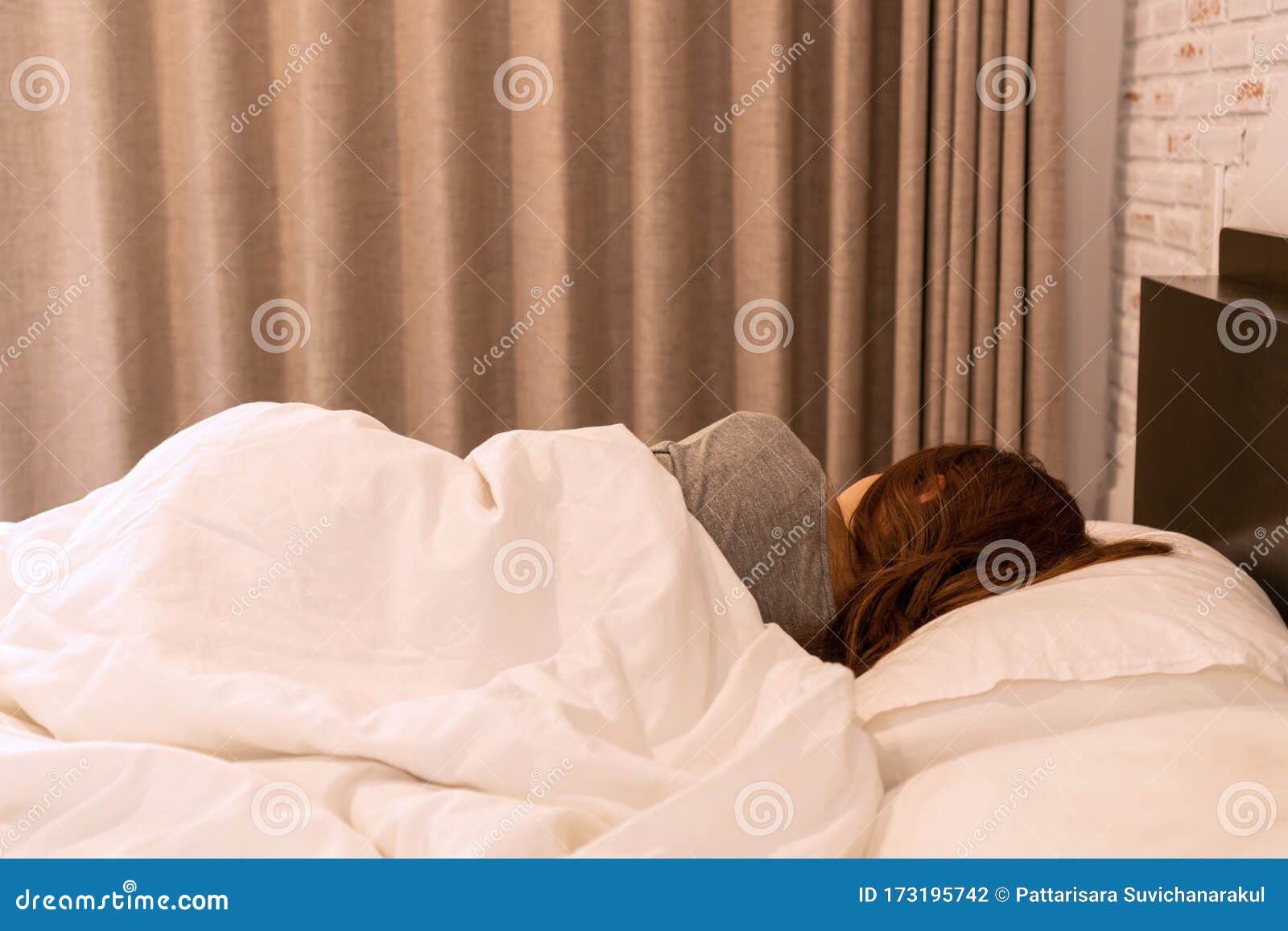 Women Sleeping on Bed in the Weekend Stock Photo - Image of house ...
