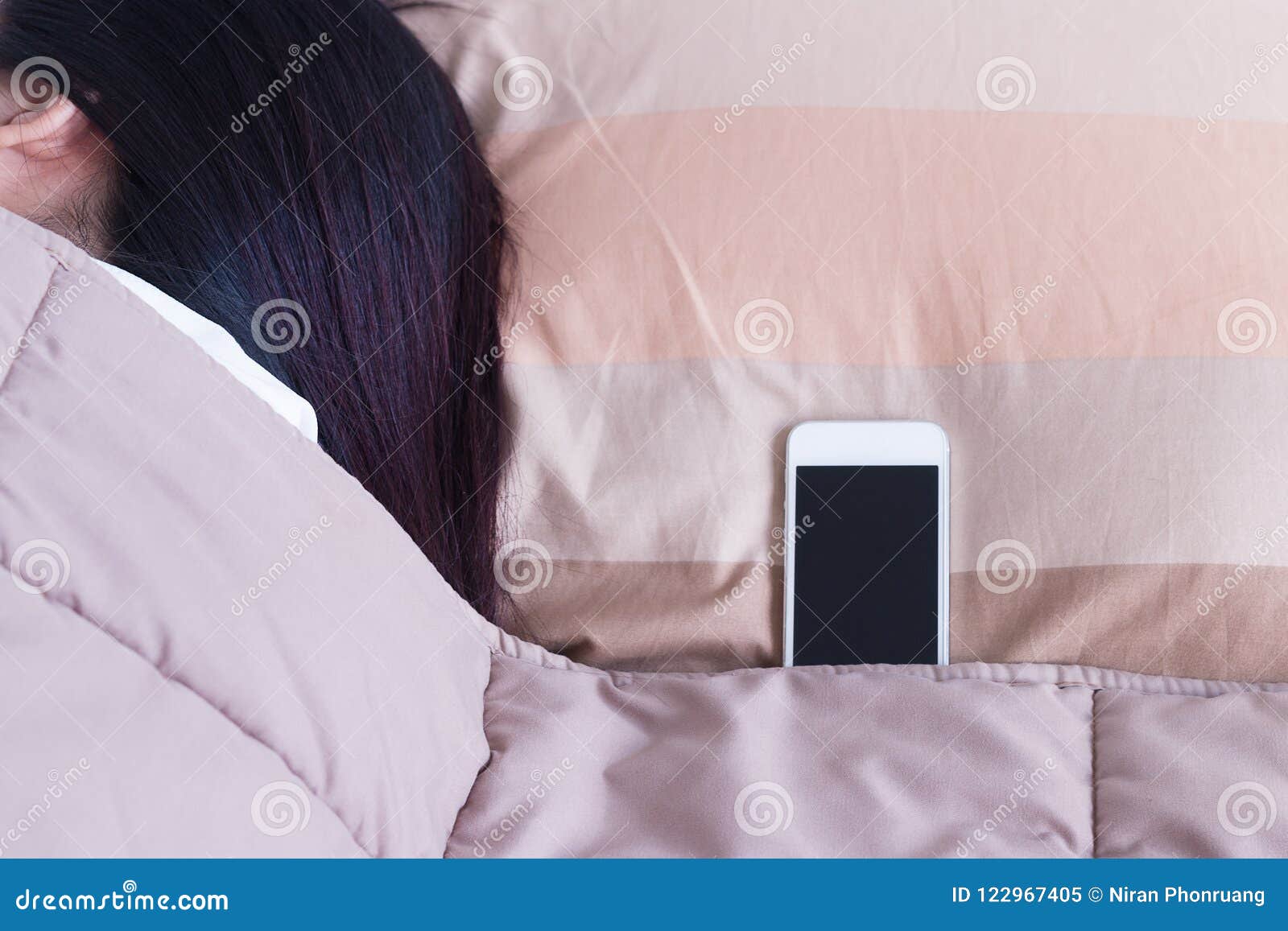 Women Sleeping with Mobile Phone. Stock Image - Image of asleep, alarm ...