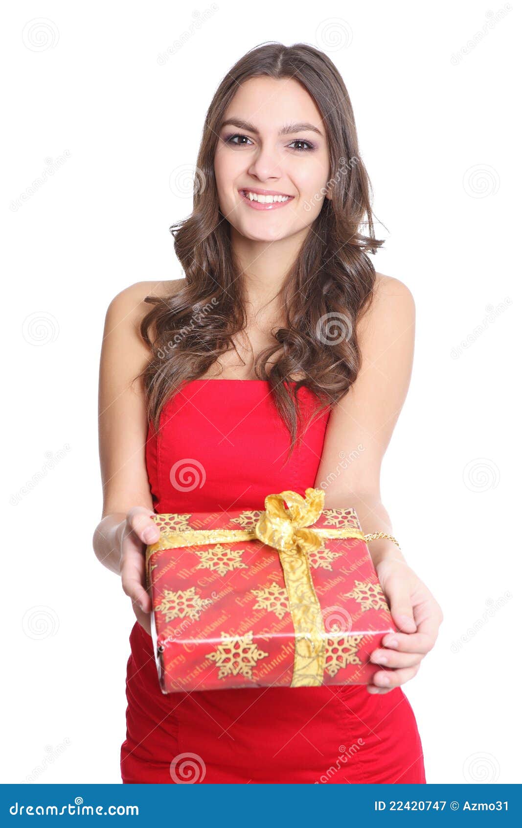 Women Smiling with a Gift in Her Hand Stock Image - Image of adult ...