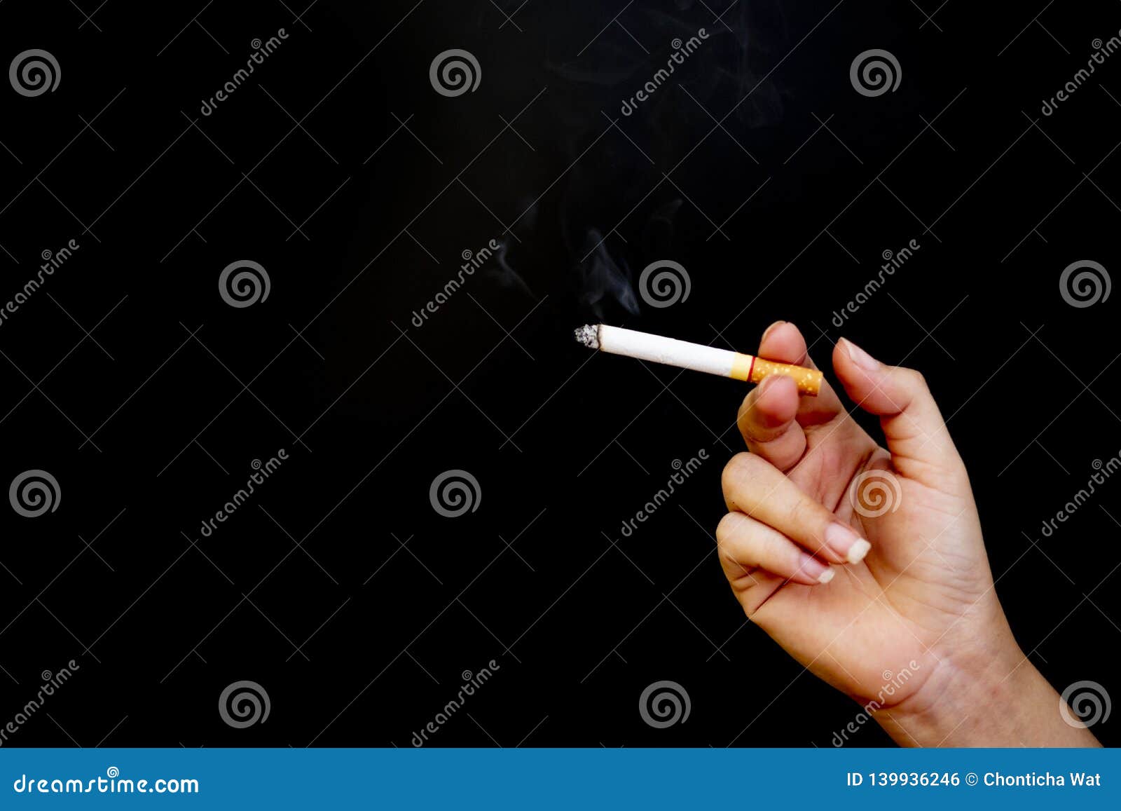 Women Hand Holding Smoking a Cigarette, Image of Cigarette in Hand with ...
