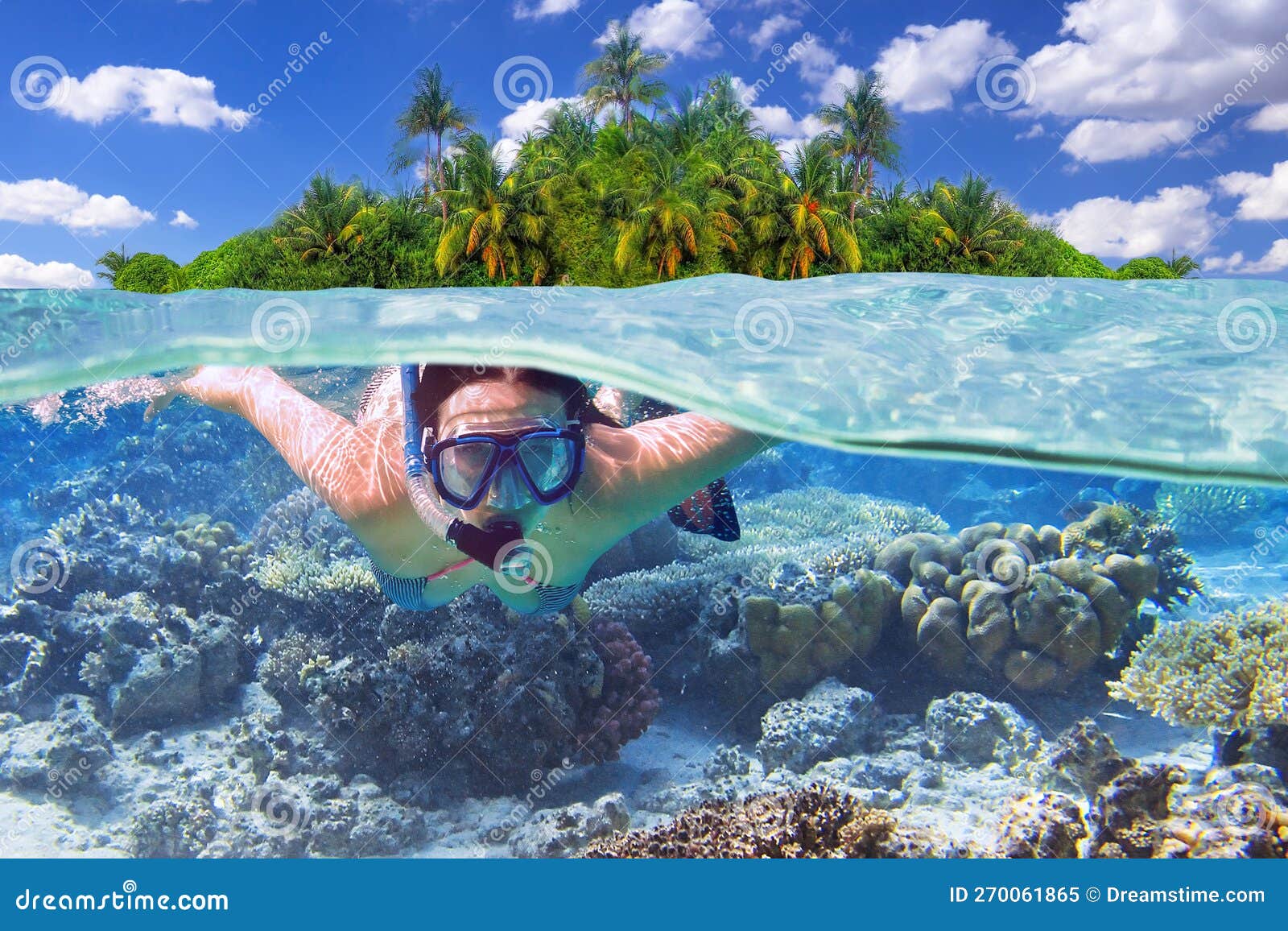 Women at Snorkeling in the Tropical Water Stock Image - Image of ocean ...