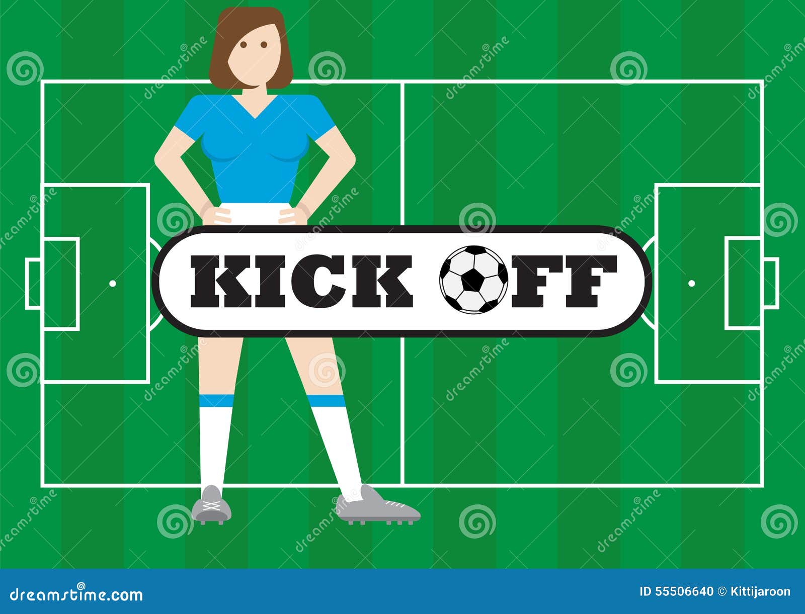 Women with Soccer Field Kick Off Concept Stock Vector - Illustration of ...