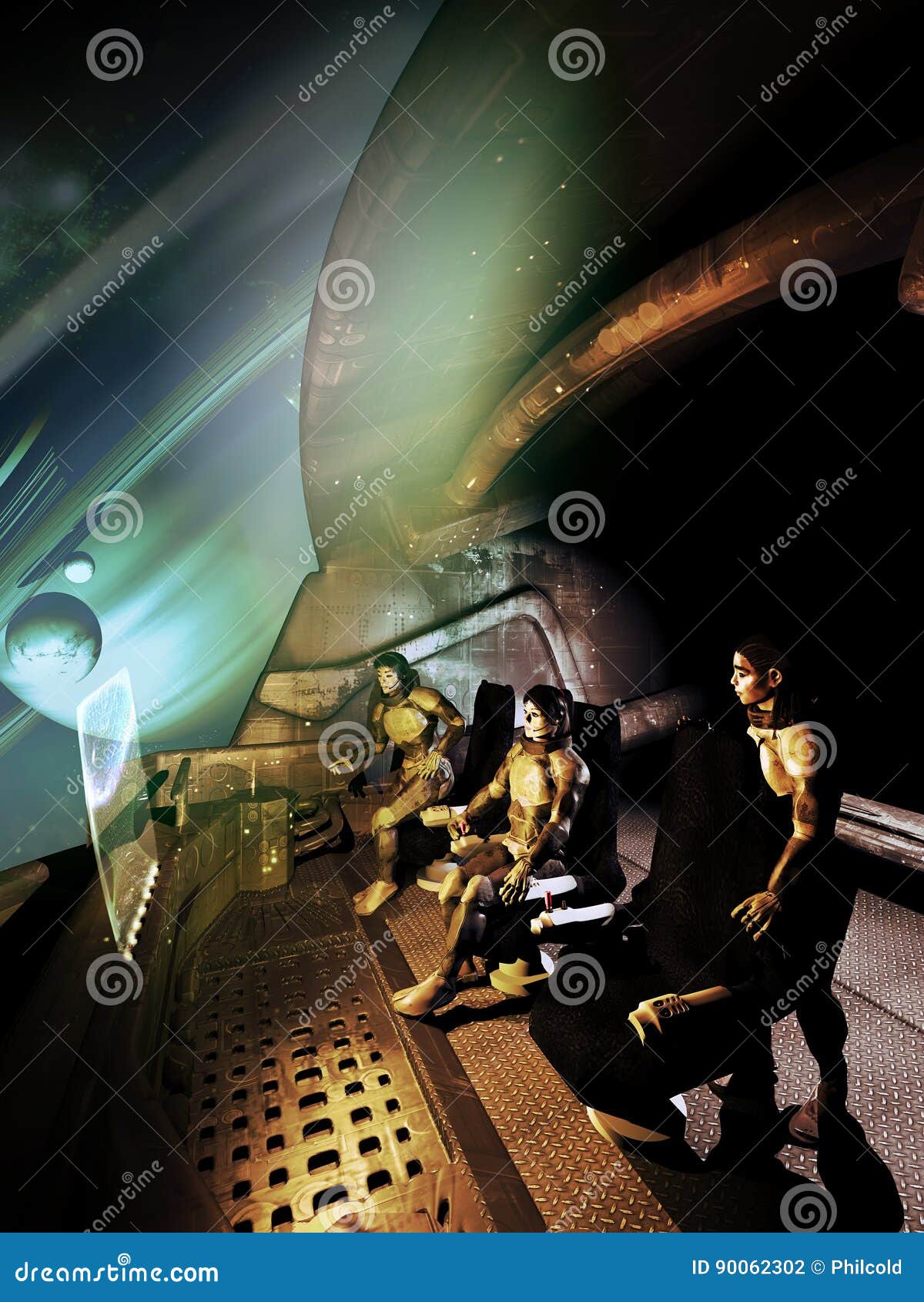 Spaceship Crew. The Space Research Team Is In Space. Fantastic ...