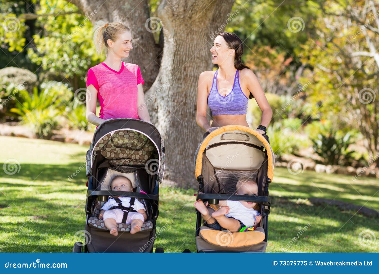 Women Standing with the Baby Stroller Stock Image - Image of standing ...