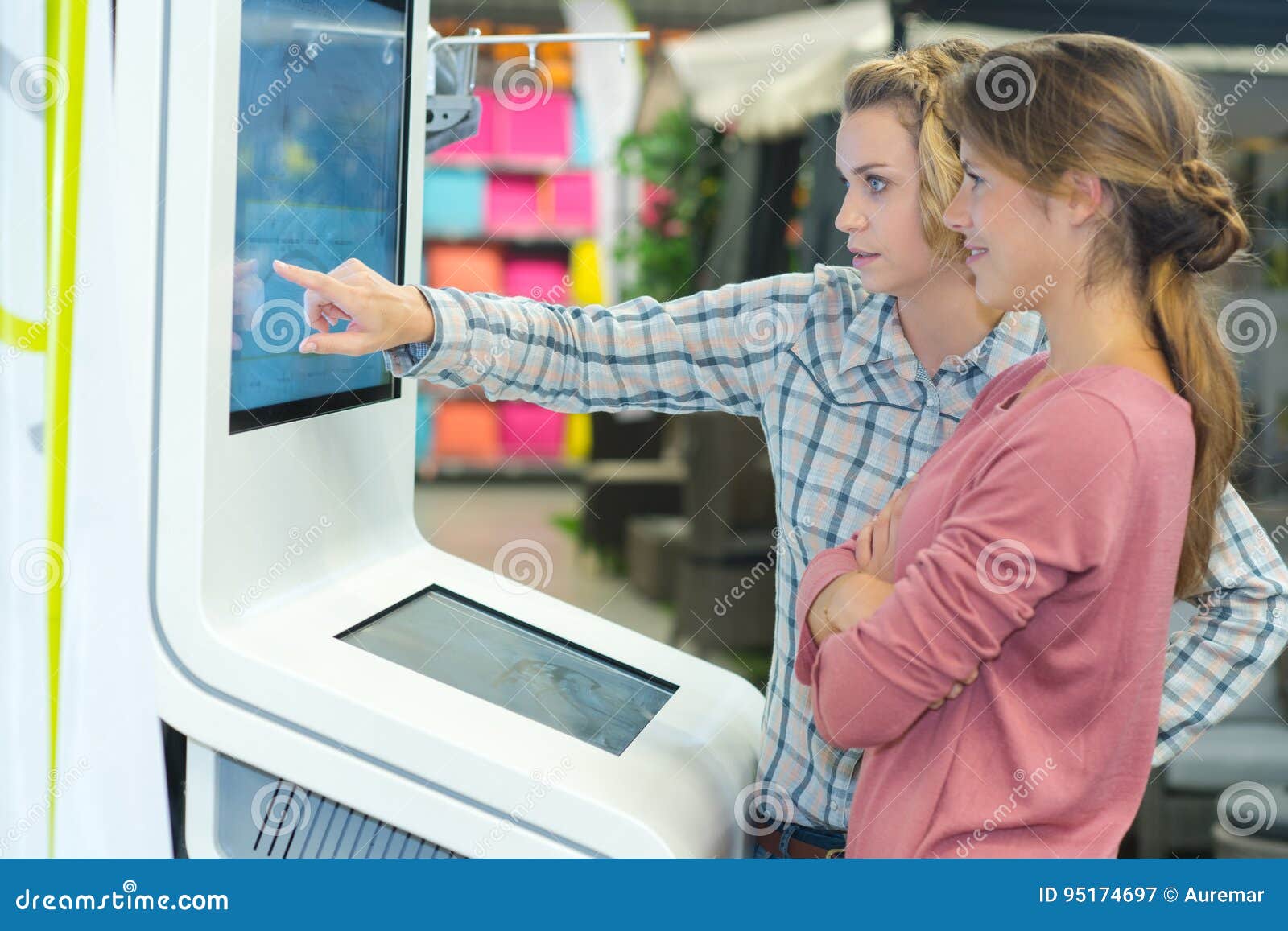 Women Standing Front Digital Screen Stock Image - Image of concept ...