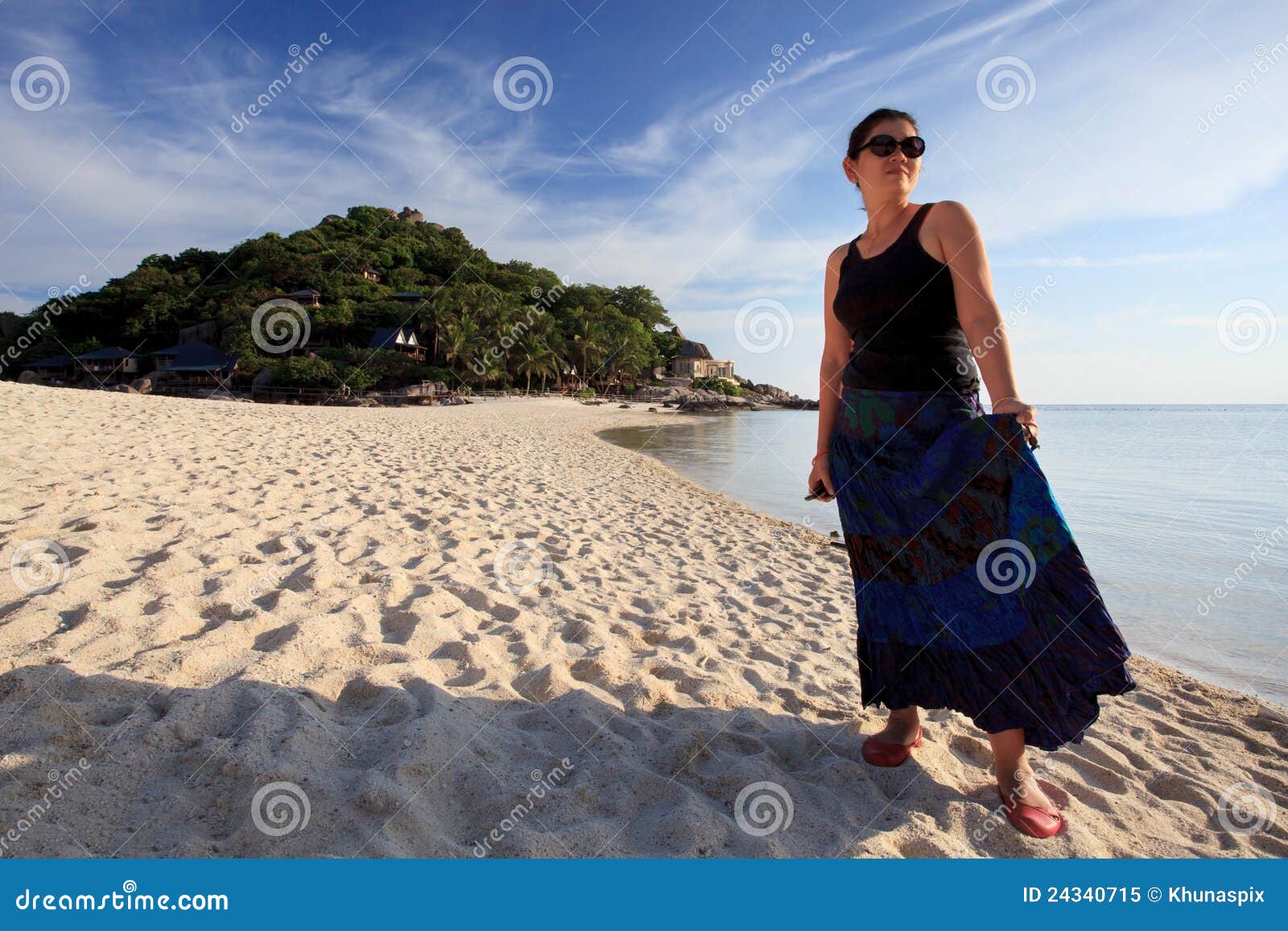 Women Standing on Sea Beach with Relax Emotion Stock Image - Image of ...