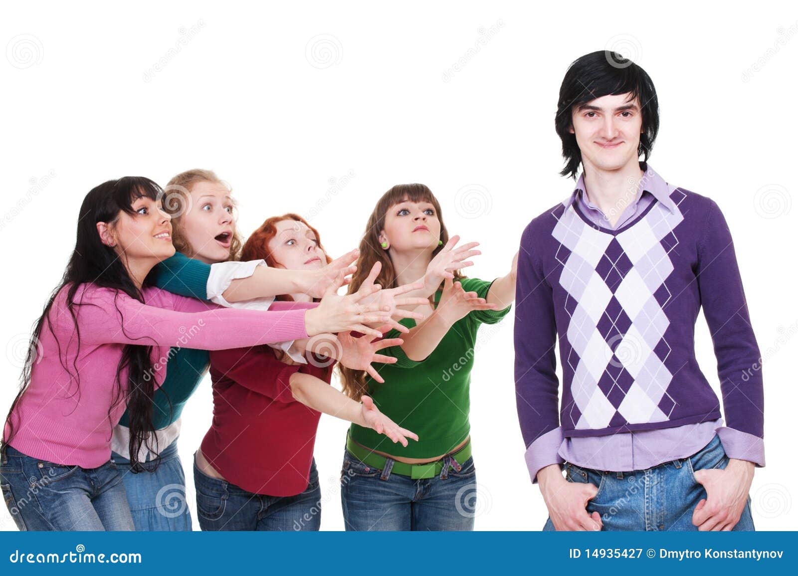 Women Stretching Hands for Man Stock Image - Image of complacent ...