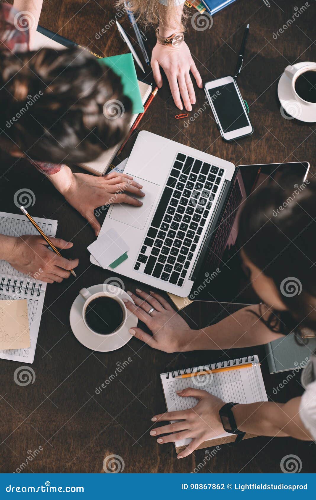 Women Studying with Books and Laptop Stock Photo - Image of smartphone ...