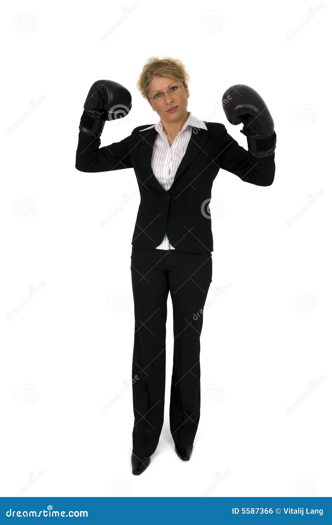 Women in the suit boxes. stock photo. Image of blond, isolated - 5587366