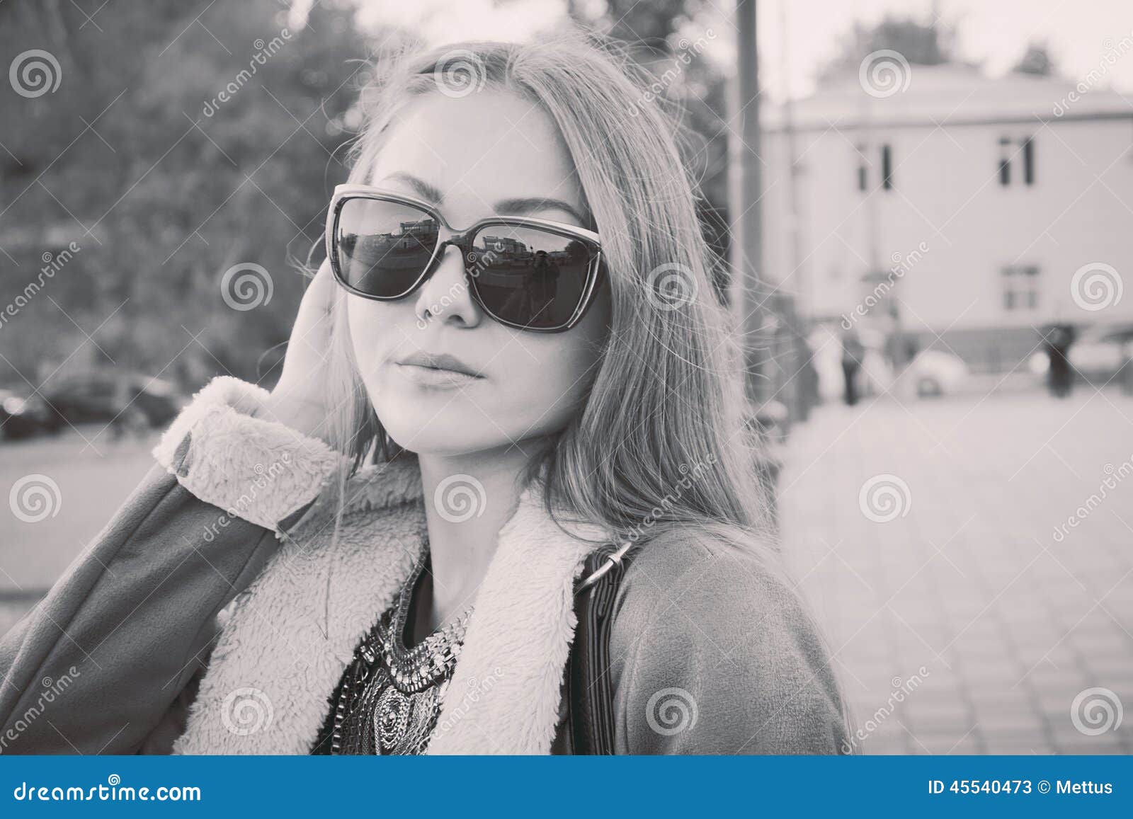 Women In Sunglasses Street Closeup Image Bw Or Stock Image Image Of