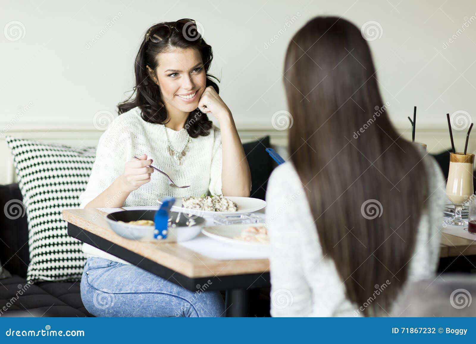Women at the Table in the Restaurant Stock Photo - Image of taste, hand ...