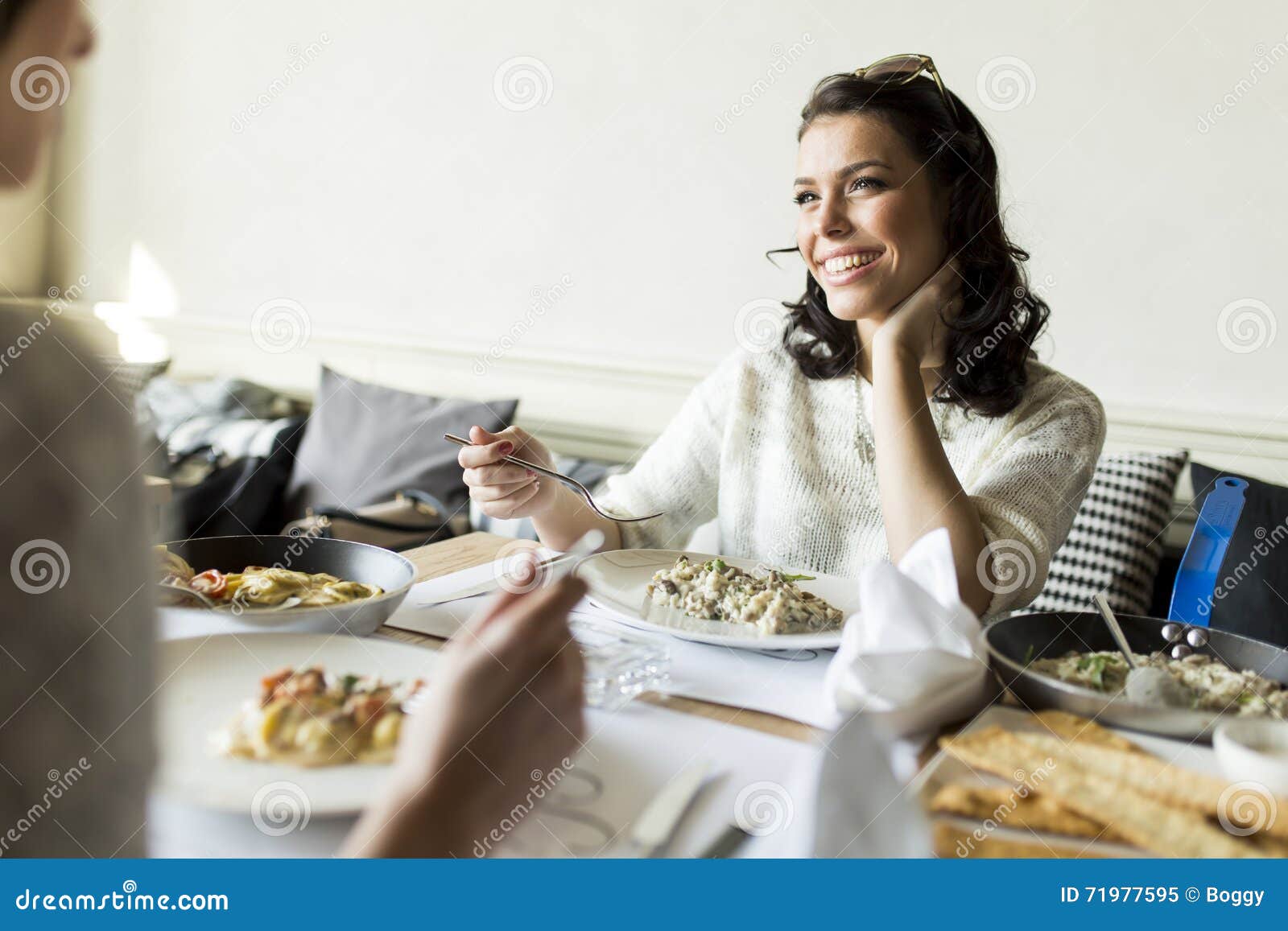Women at the Table in the Restaurant Stock Image - Image of single ...