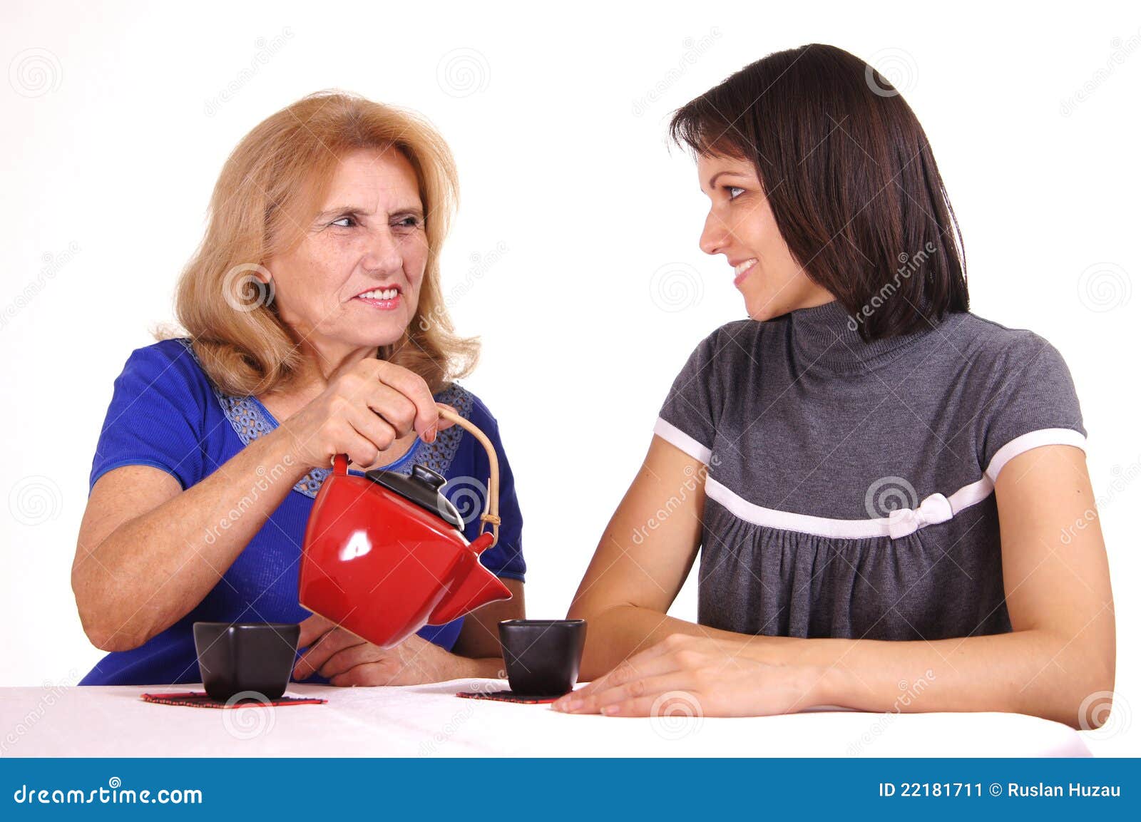 Women at table with tea stock image. Image of advice - 22181711