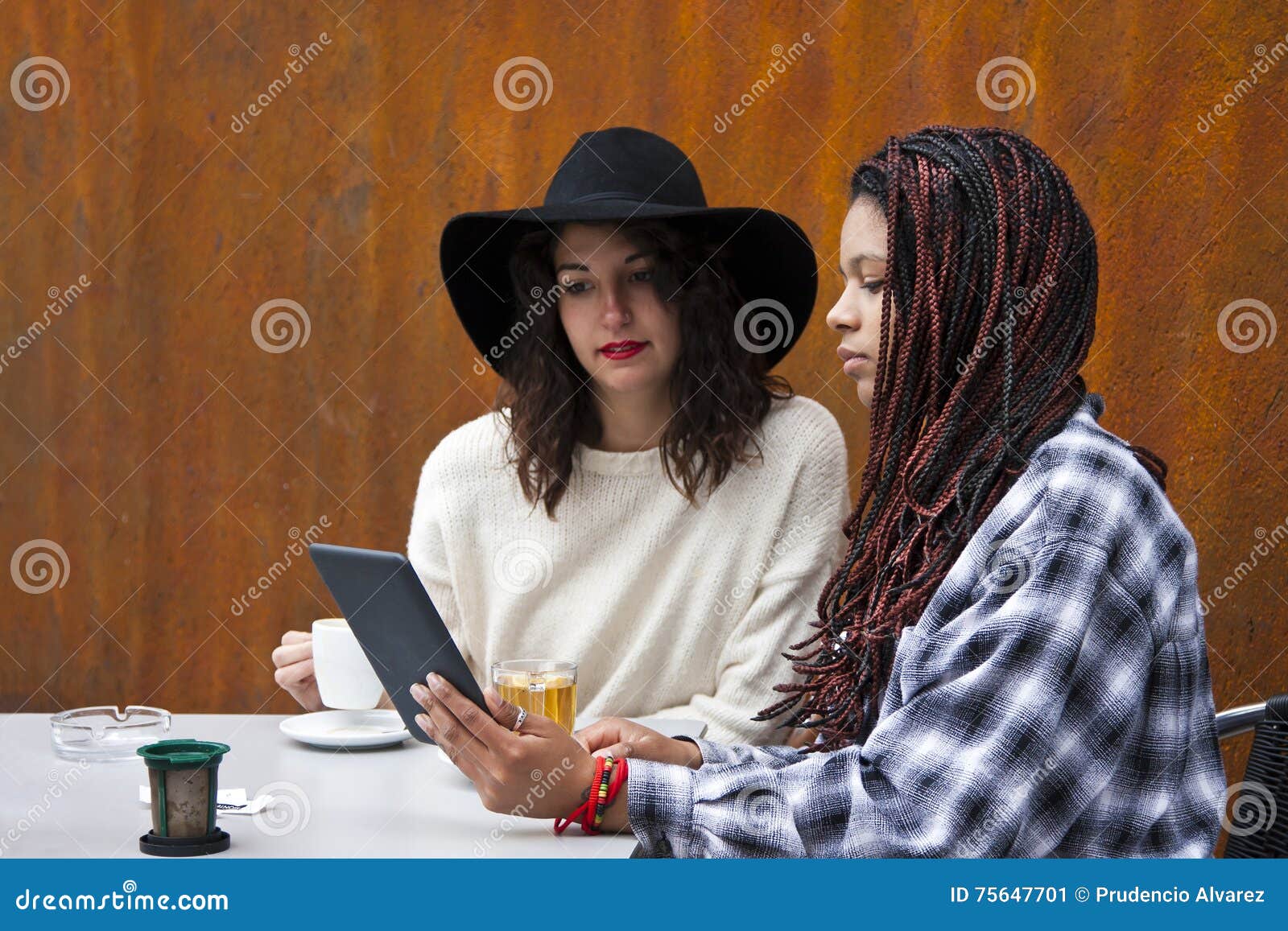 Women with tablet stock image. Image of sharing, computer - 75647701