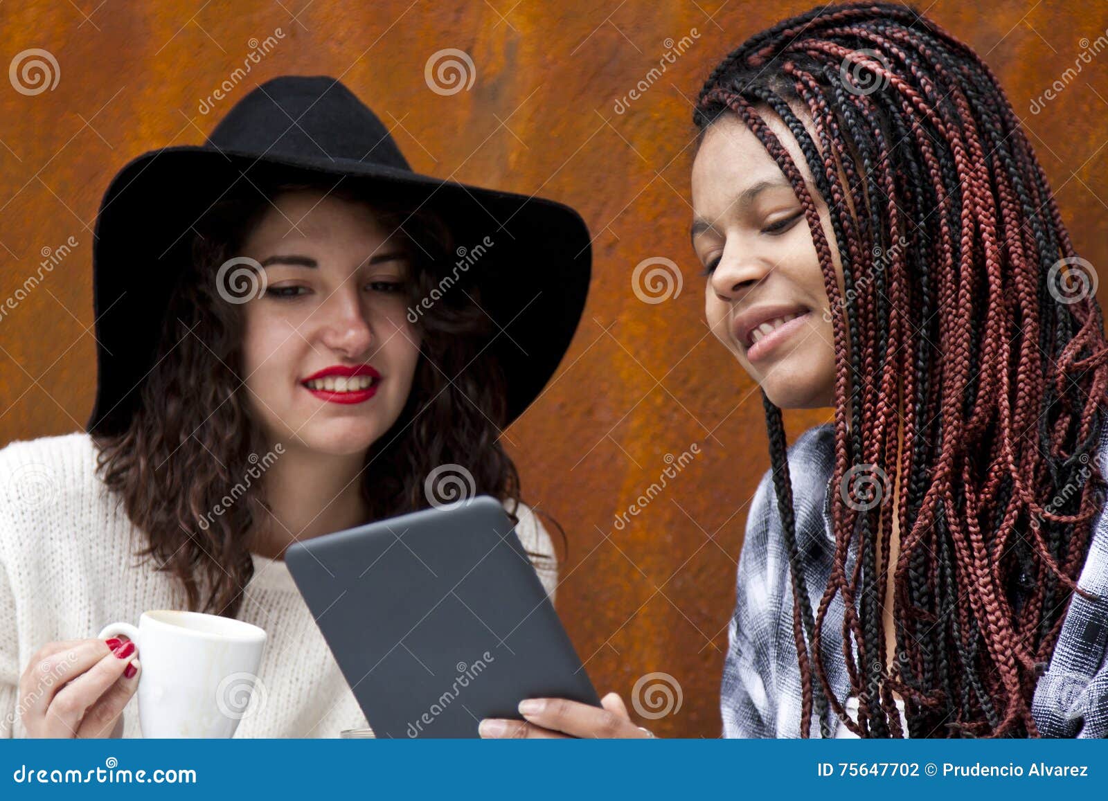 Women with tablet stock photo. Image of destinations - 75647702