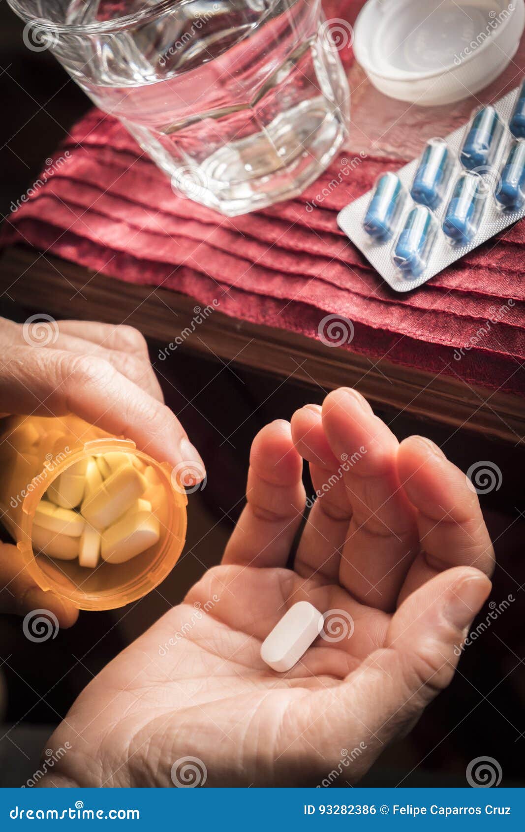 Women Take White Capsule with Left Hand Stock Photo - Image of concept ...