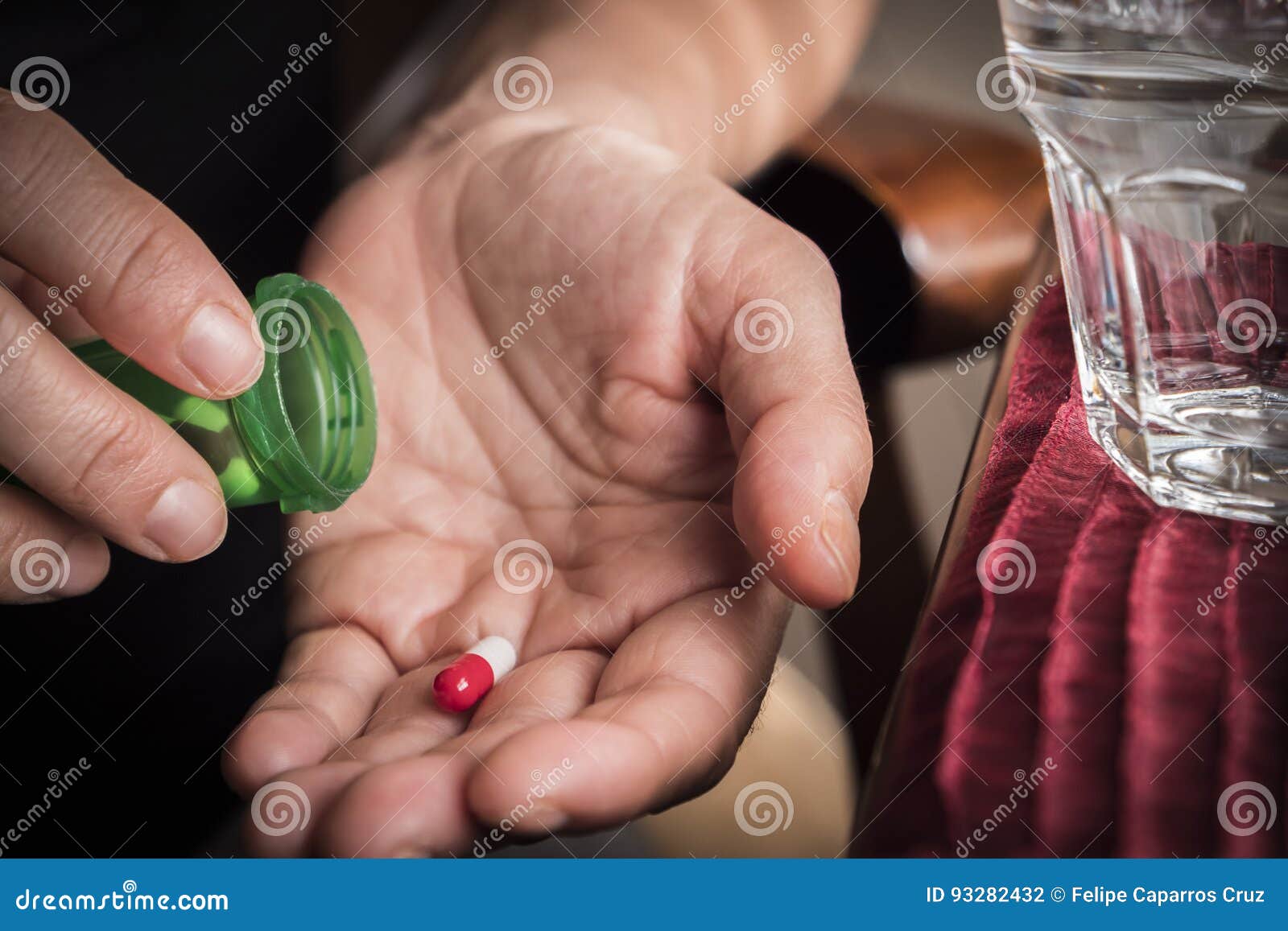 Women Take White and Red Capsule with Right Hand Stock Photo - Image of ...