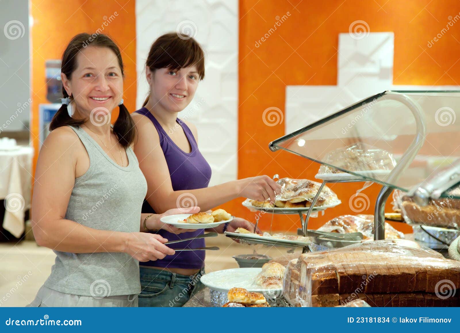 Women Takes Pastry in Buffet Stock Photo - Image of commercial, lunch ...