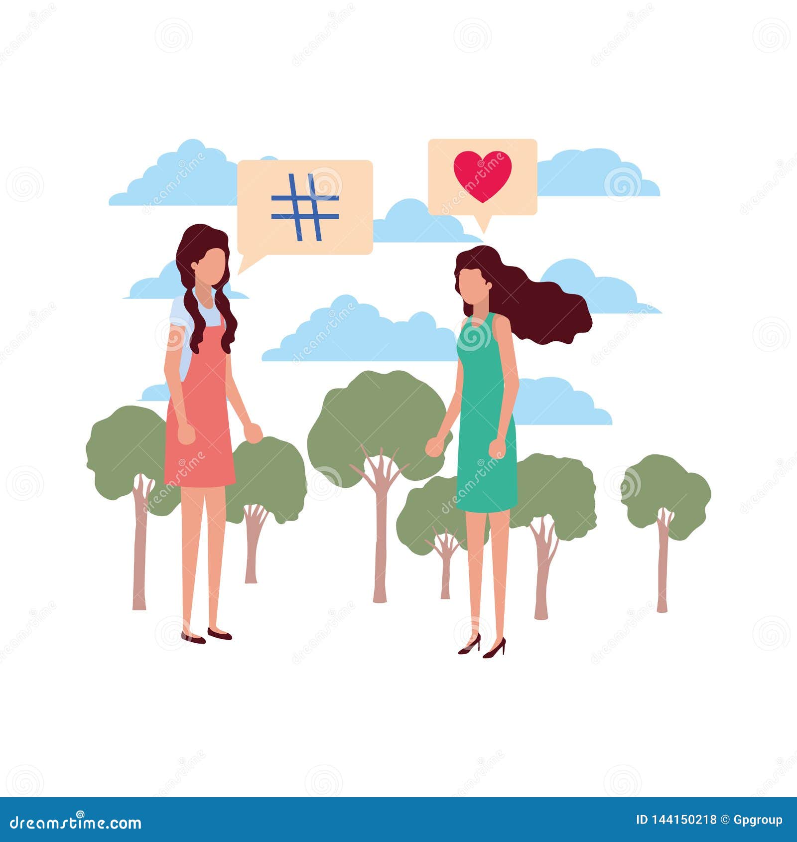 Women Talking with Speech Bubble Avatar Character Stock Vector ...