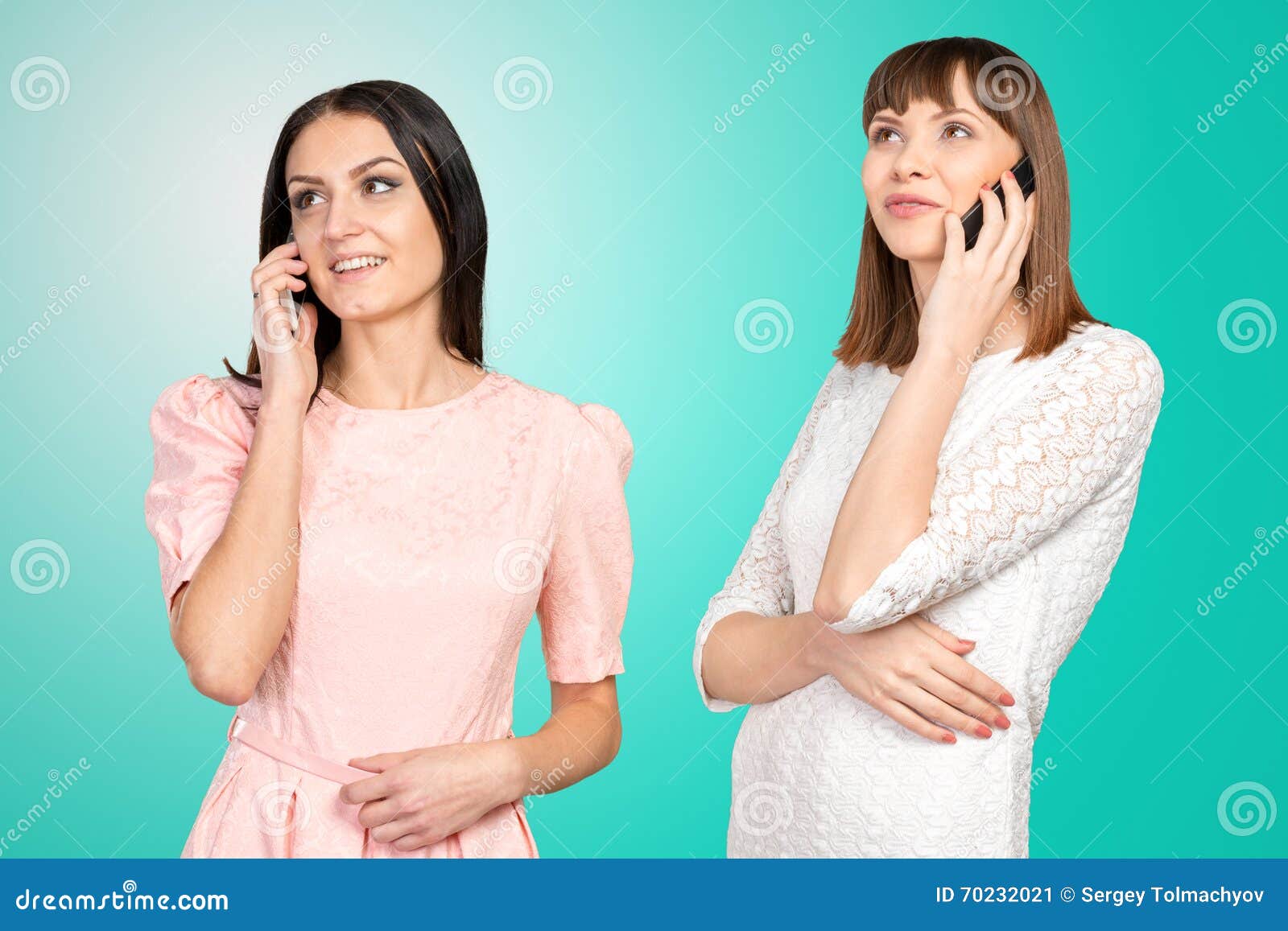 Women Talking on Their Smartphones Stock Image - Image of happy ...