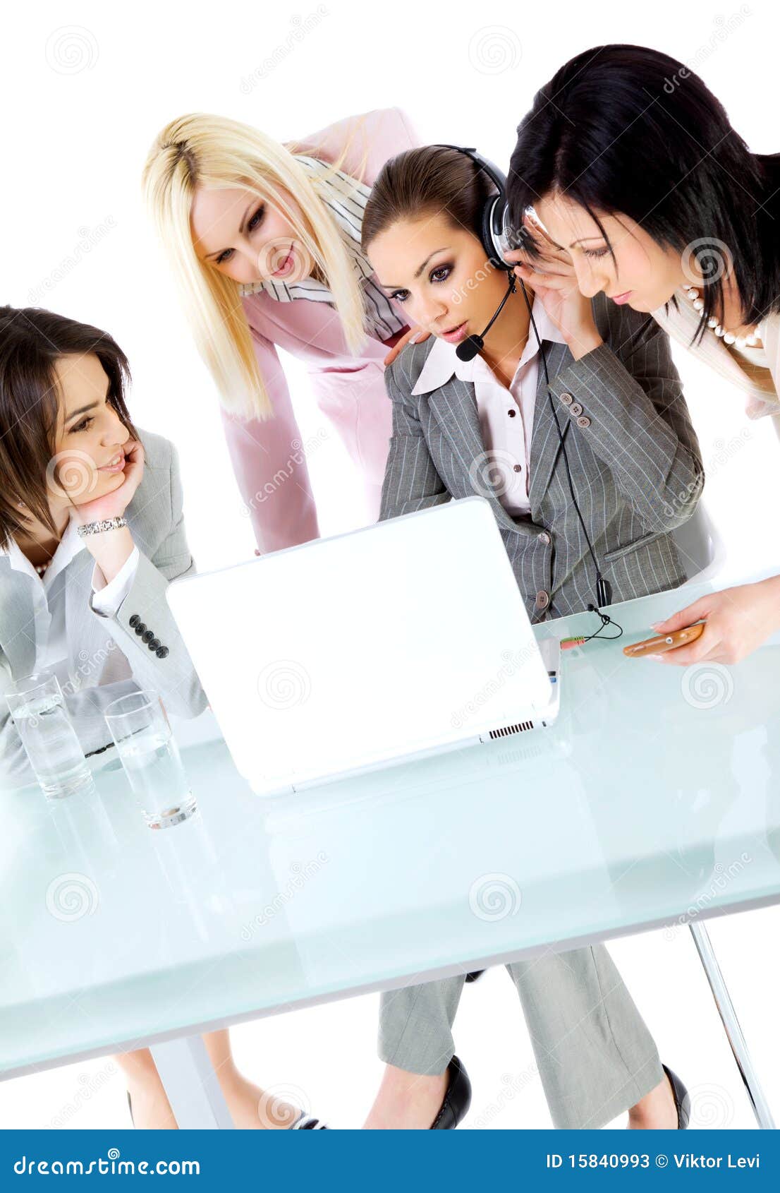 Women Team Working Together Stock Image - Image of headset, young: 15840993