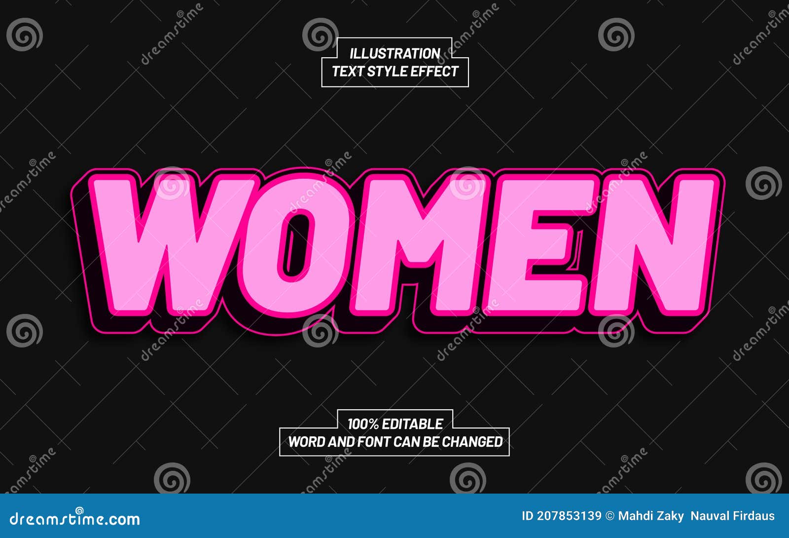 Women Pink Text Style Effect Stock Vector - Illustration of isolated ...
