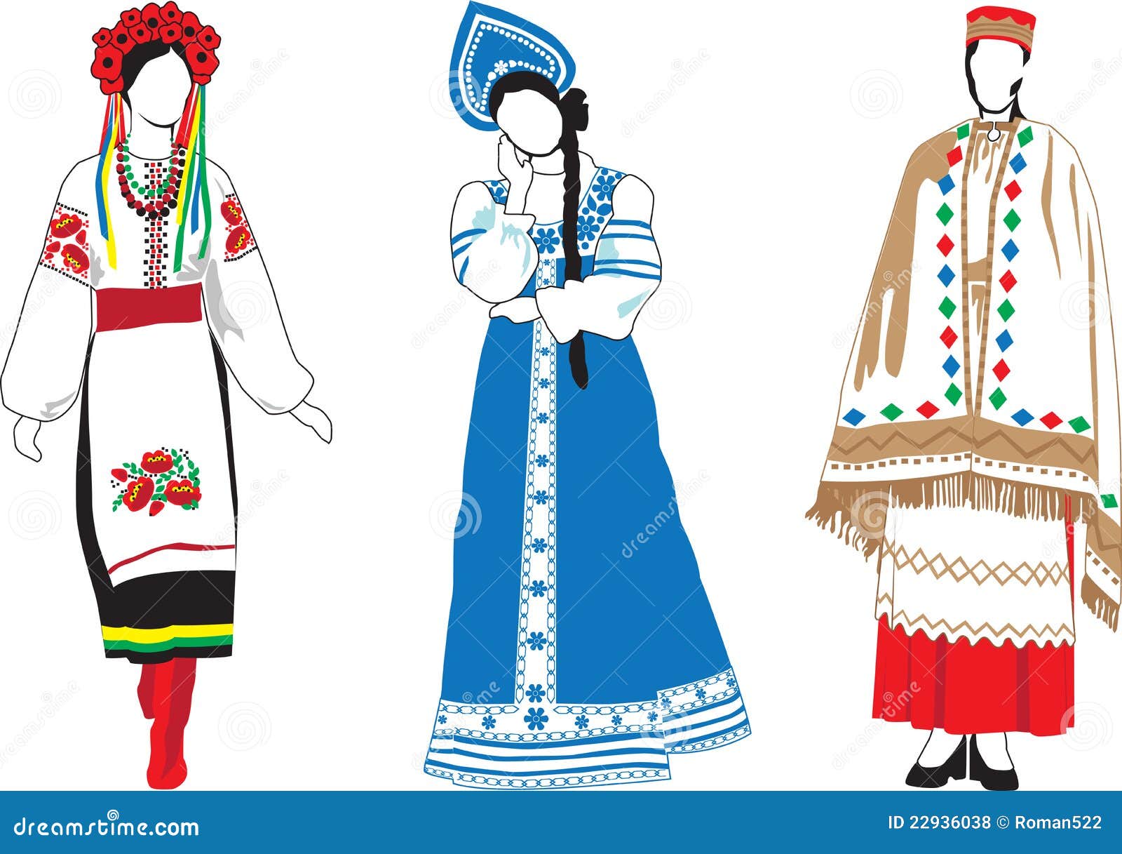 Women in Their National Costumes Stock Vector - Illustration of vector ...
