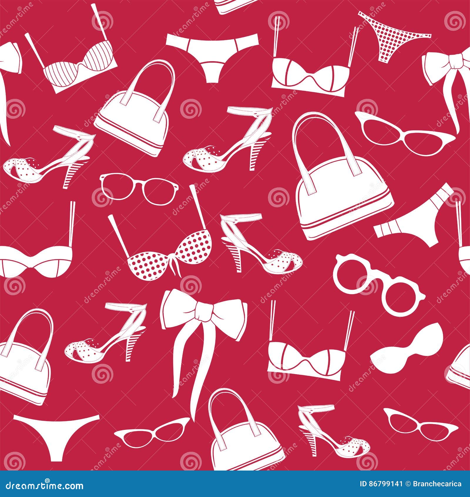 Women Things Seamless Pattern Stock Vector - Illustration of purse ...