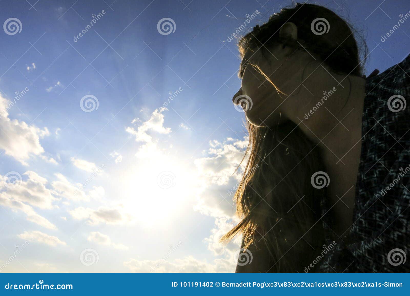 Women thinking on the sun stock photo. Image of womens - 101191402