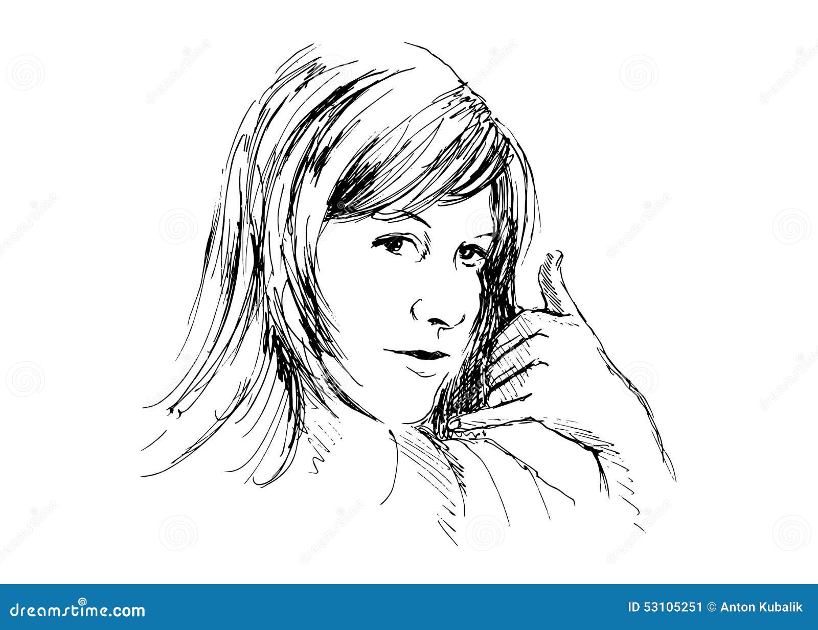 Women to call me gesture stock vector. Illustration of draw - 53105251
