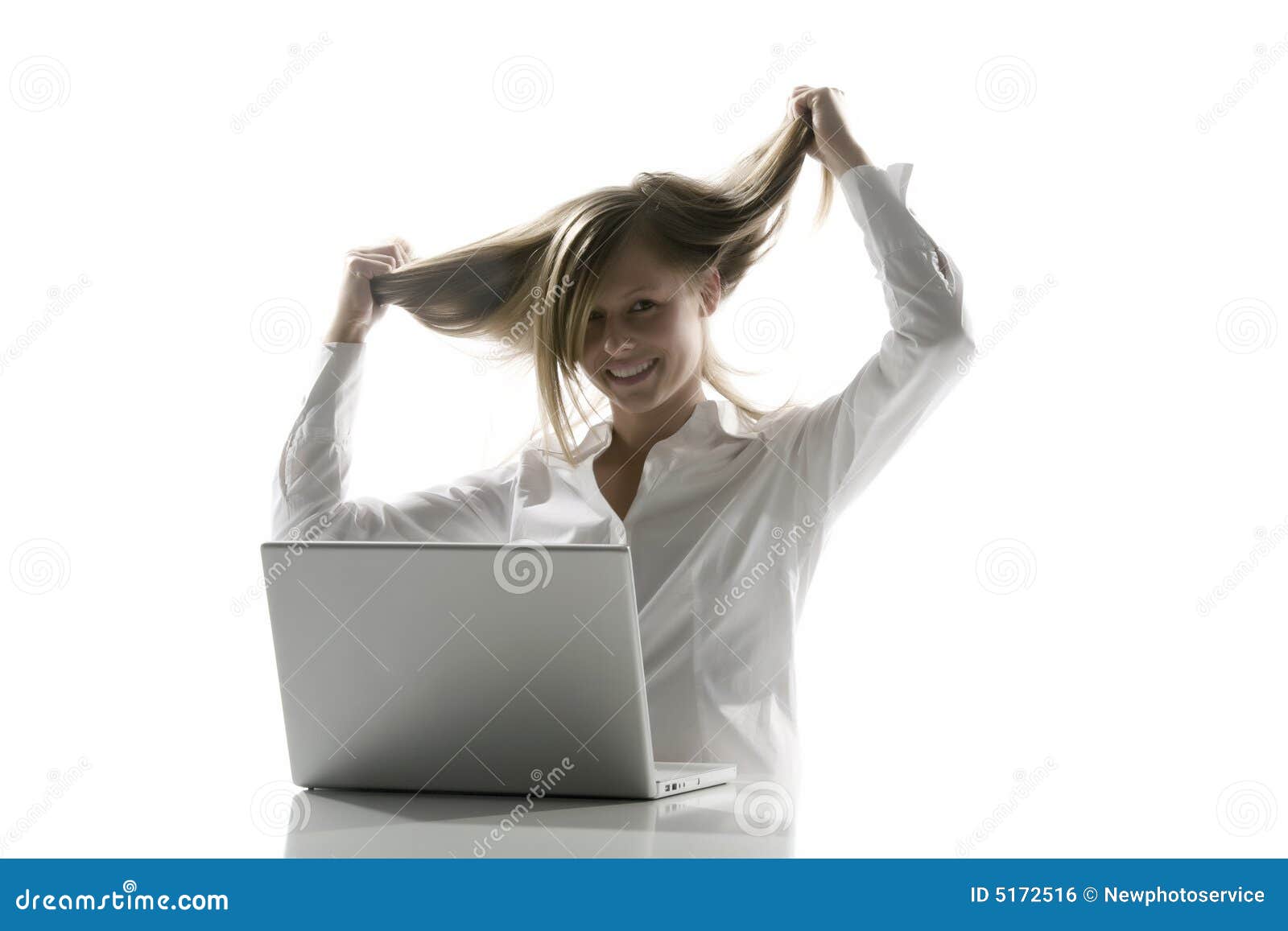 Women To the Computer that You Pull Hair Stock Photo - Image of child ...