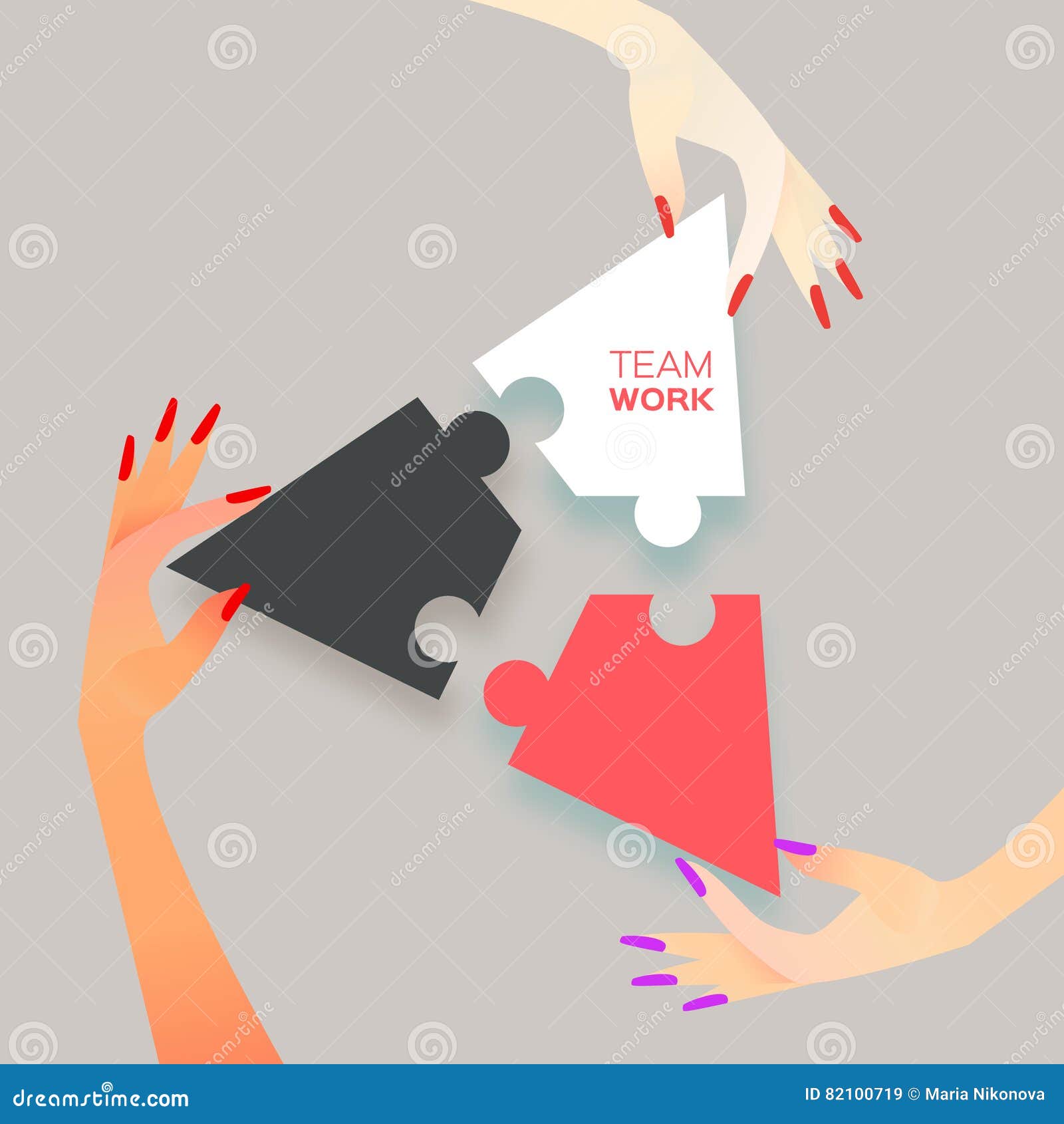 Women Together Team Work. Business People. Jigsaw Puzzle Stock Vector ...
