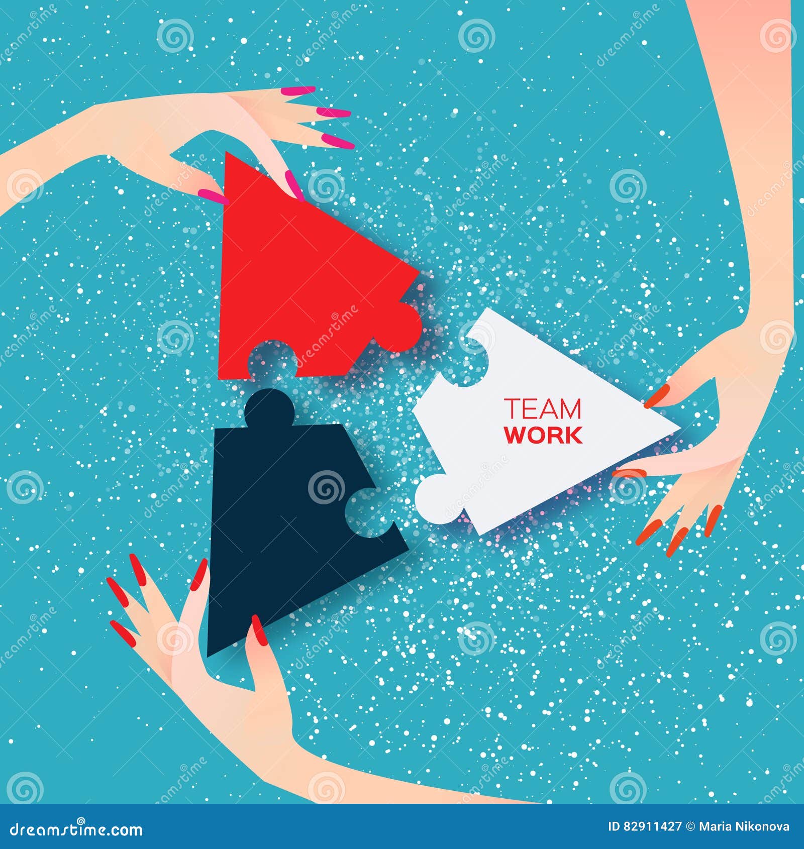 Women Together Team Work. Business People. Jigsaw Puzzle Stock Vector ...