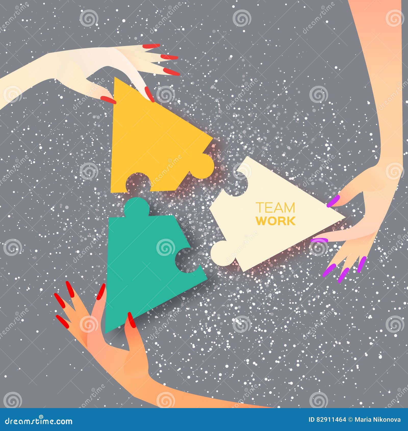 Women Together Team Work. Business People. Jigsaw Puzzle Stock Vector ...