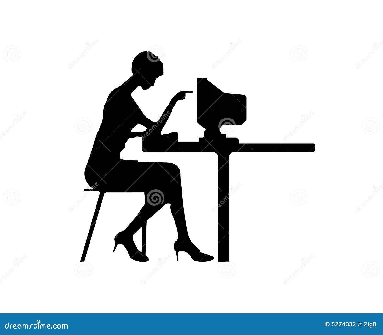 Women typing at a computer stock illustration. Illustration of office ...