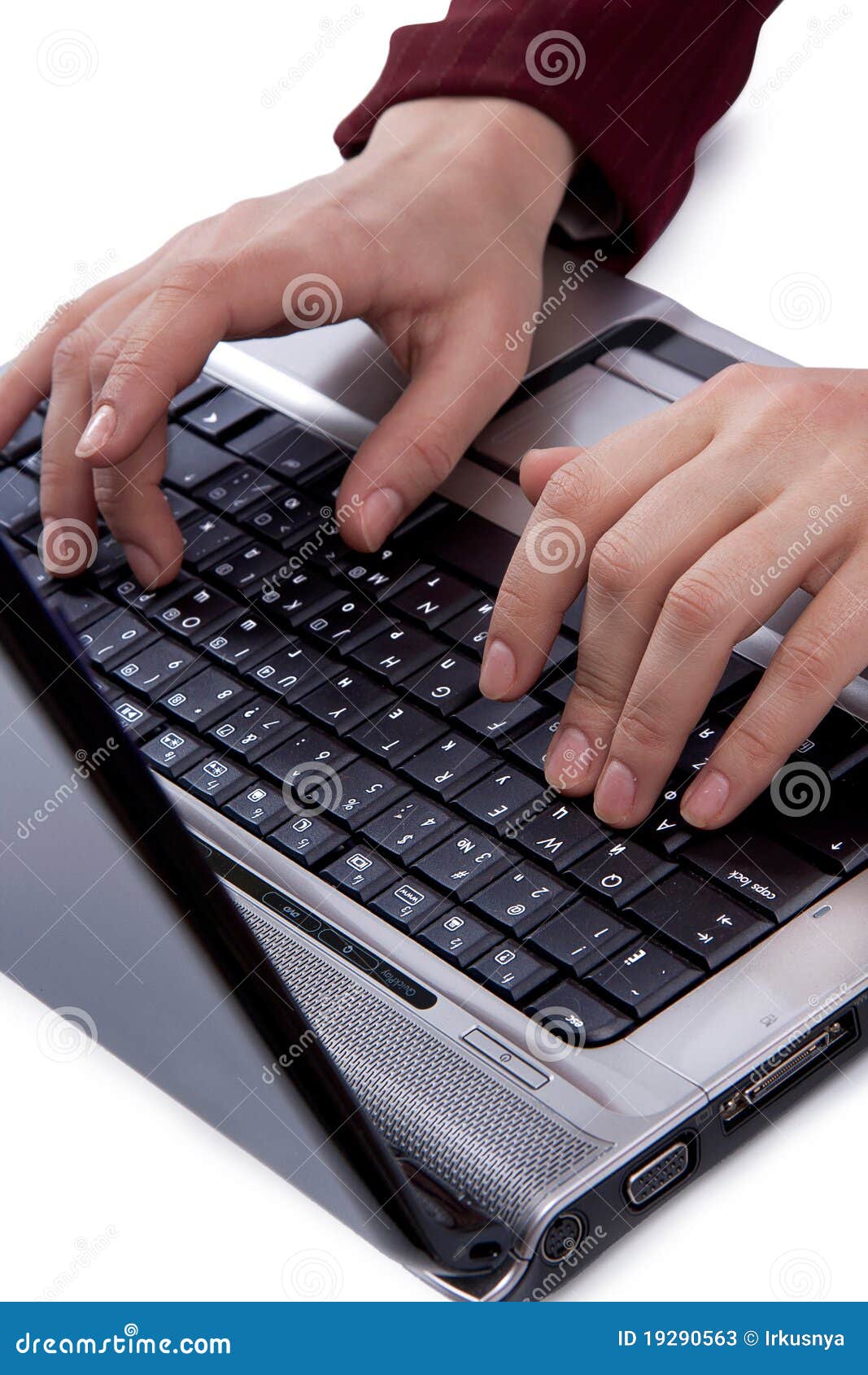 Women Typing On Keyboard Of Modern Laptop. Stock Image | CartoonDealer ...