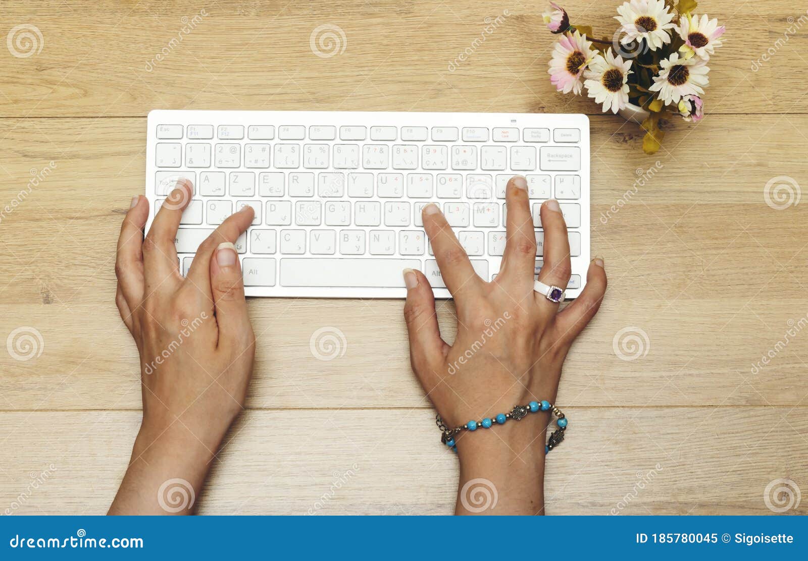 Women Typing on Keyboard of Modern Laptop Stock Image - Image of button ...