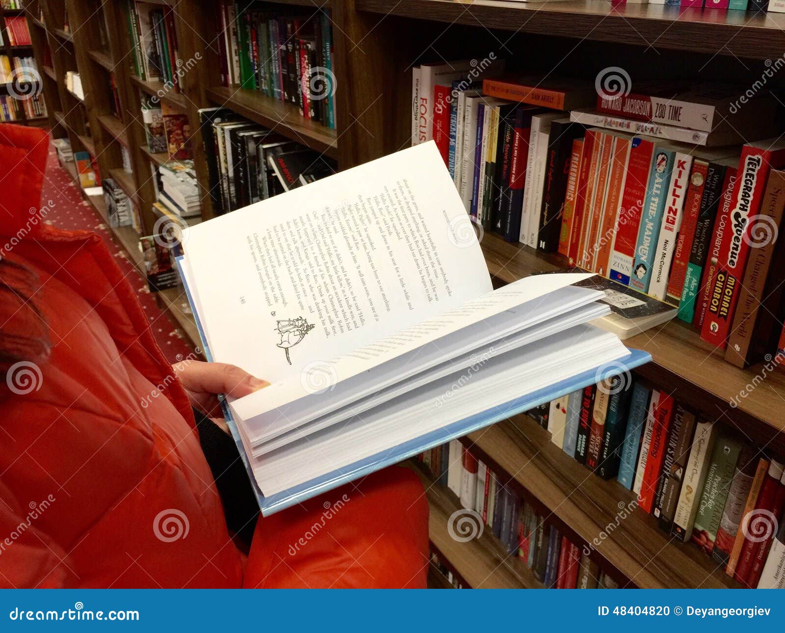 Women with Unfold Book in a Bookstore Editorial Image - Image of shop ...