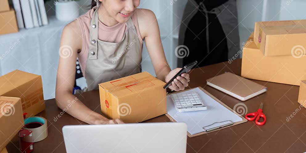 Women Using Technology for Efficient Ecommerce Packaging Stock Photo - Image of task, inventory ...