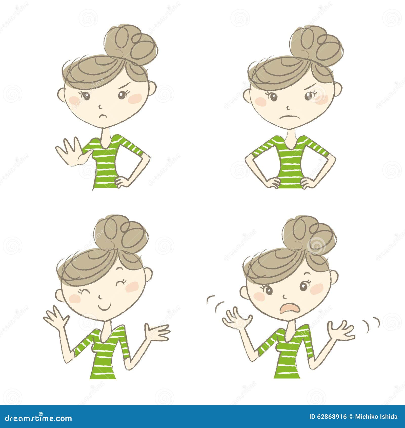 Women with Various Expression and Poses Stock Vector - Illustration of ...