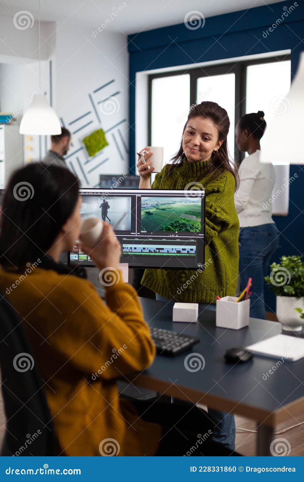Women Videographers Editing Video Project Creating Multimedia Content ...
