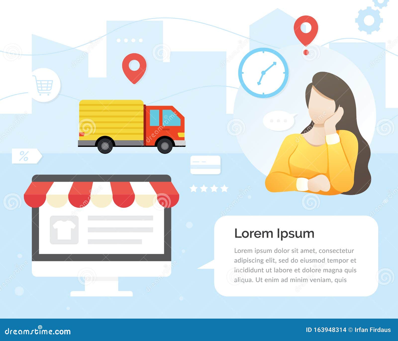 Women Waiting for the Package Stock Vector - Illustration of card ...