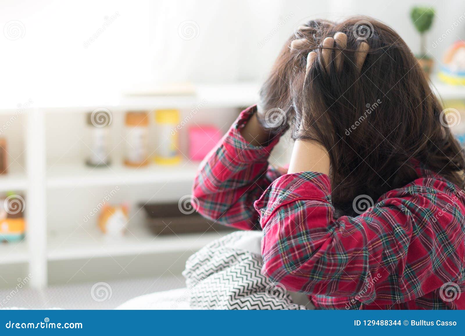 Women Wake Up Late in the Morning. Stock Photo - Image of girl, asian ...