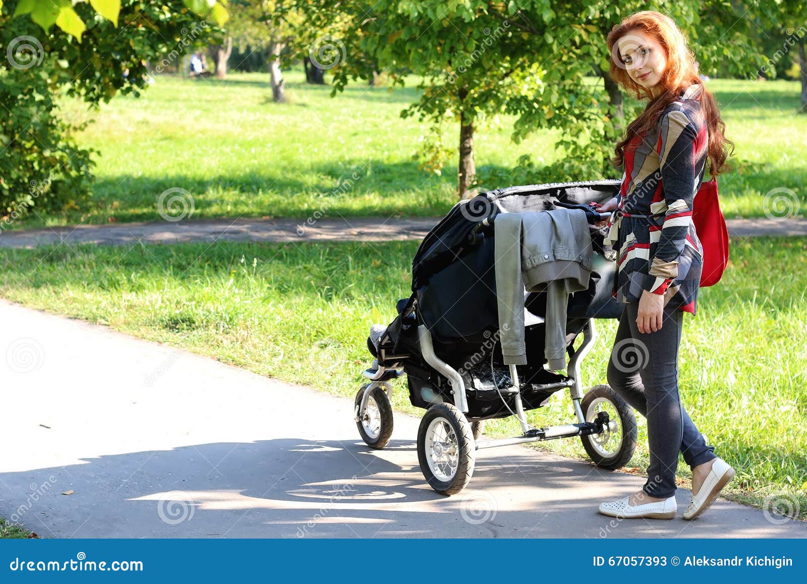 Women walk stroller summer stock image. Image of female - 67057393