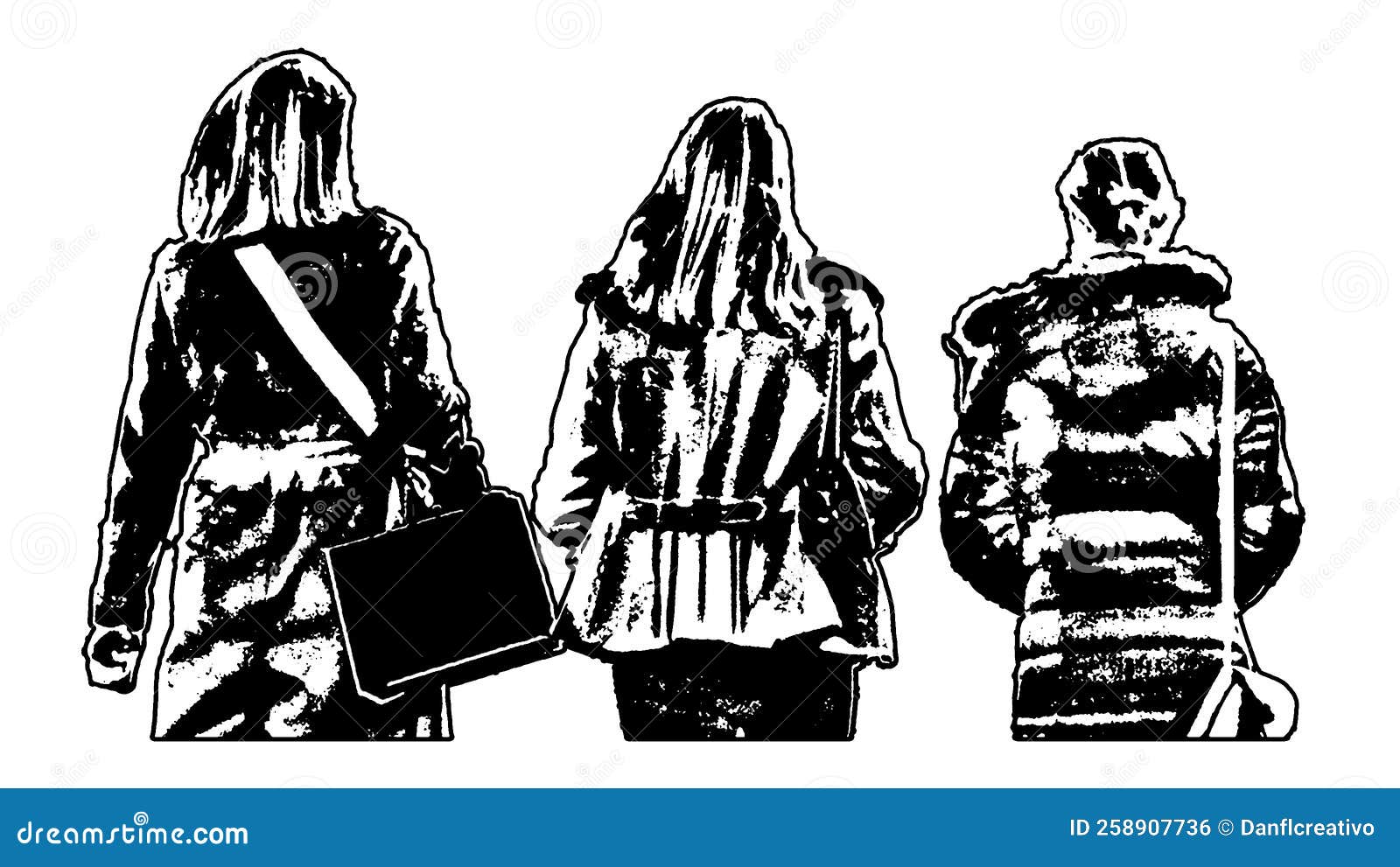 Women Walking Back View Isolated Graphic Stock Illustration ...